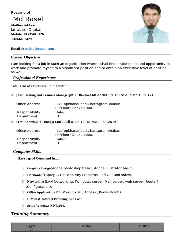 Resume-of-Rasel | PDF | Computer Network | Microsoft Windows