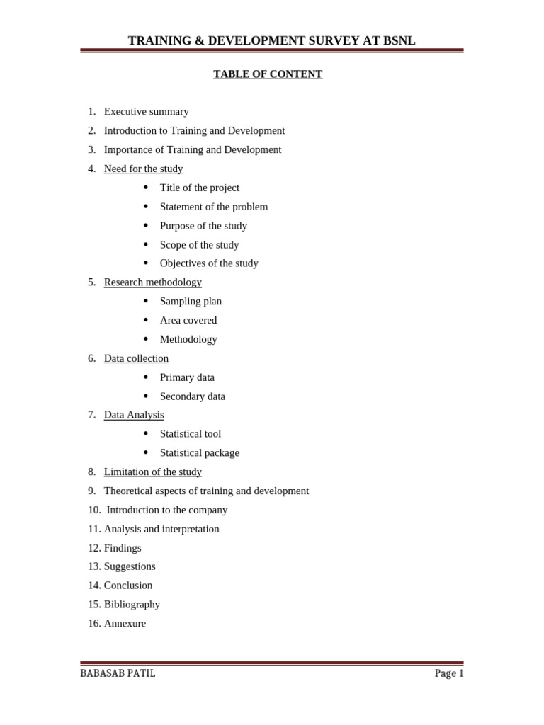 Training - Development Survey at BSNL Mba HR Project Report | PDF ...