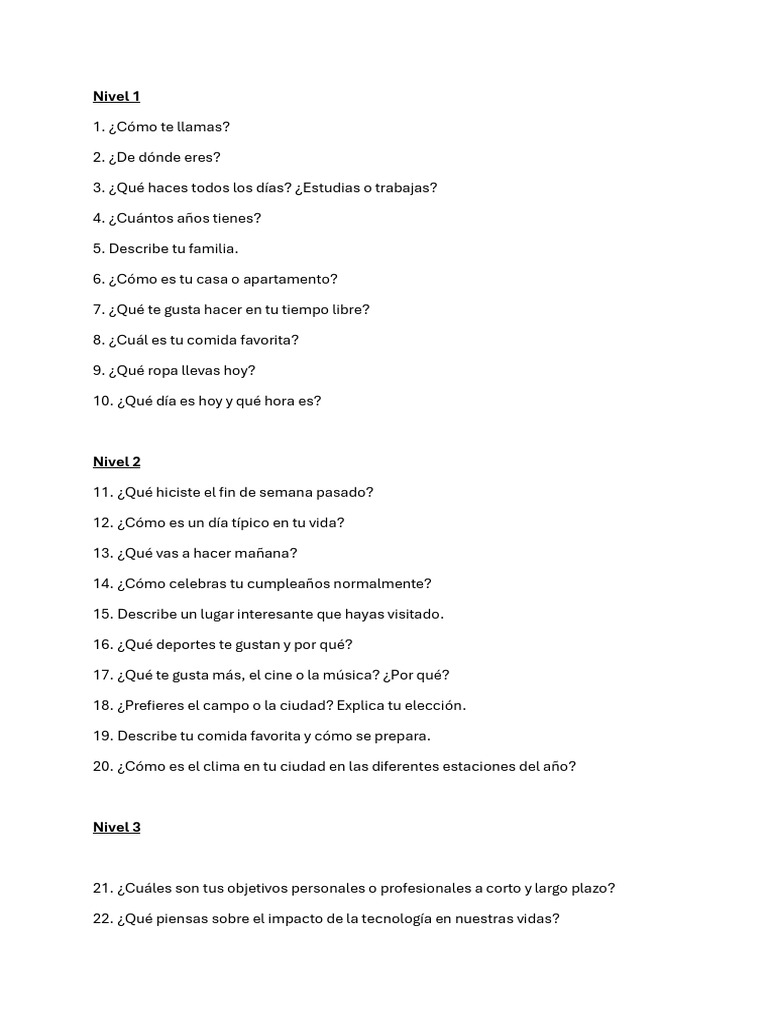 Prueba de Nivel | PDF