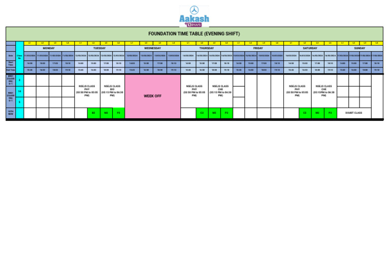 Foundation Timetable | PDF