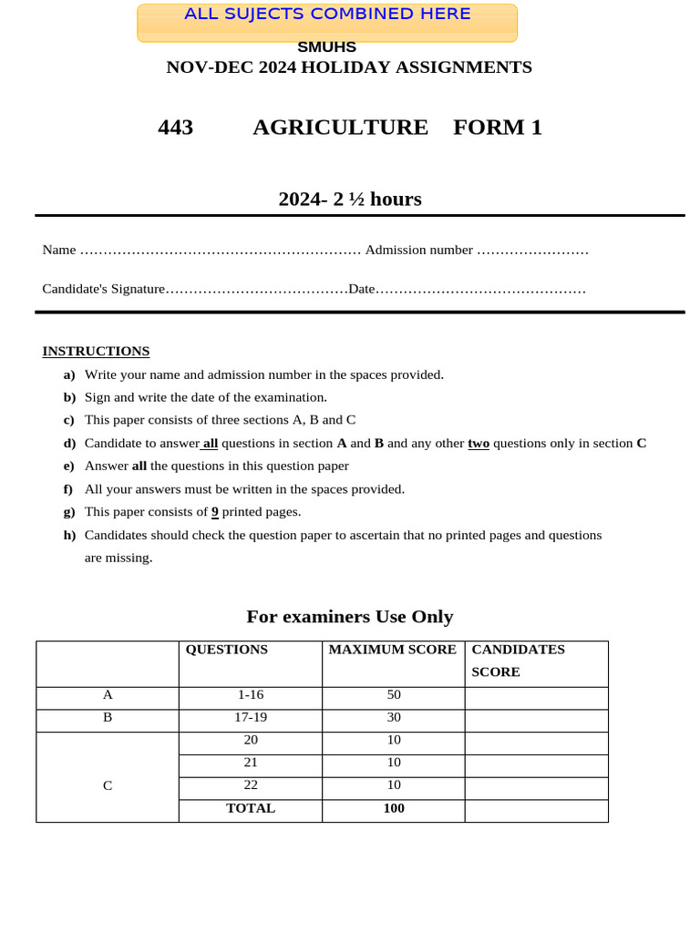 Smuhs f1 Term 3 Exams All Subjects Holiday Assignments | PDF | Chemistry