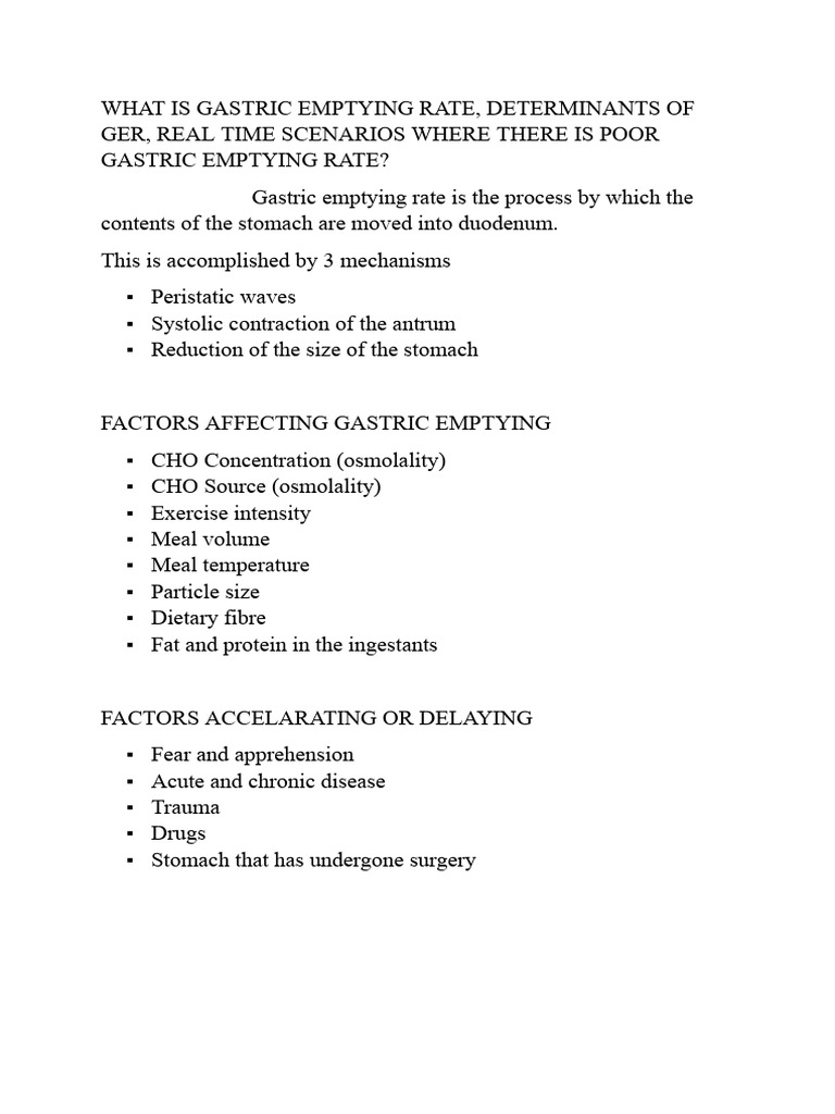 Gastric Emptying Rate | PDF | Stomach | Carbohydrates