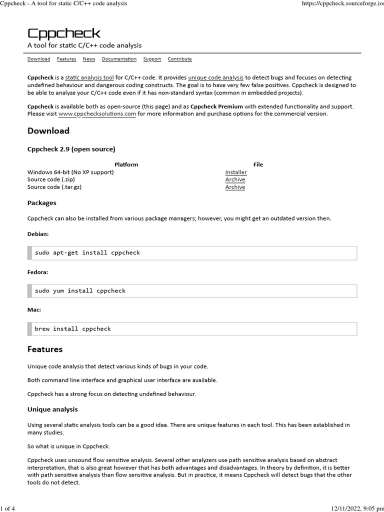 Cppcheck A Tool For Static Cc Code Analysis Pdf Computer