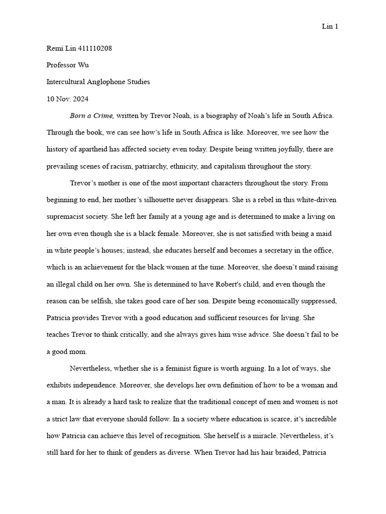 Reading Journal 6 - Remi Lin | PDF | Identity Politics