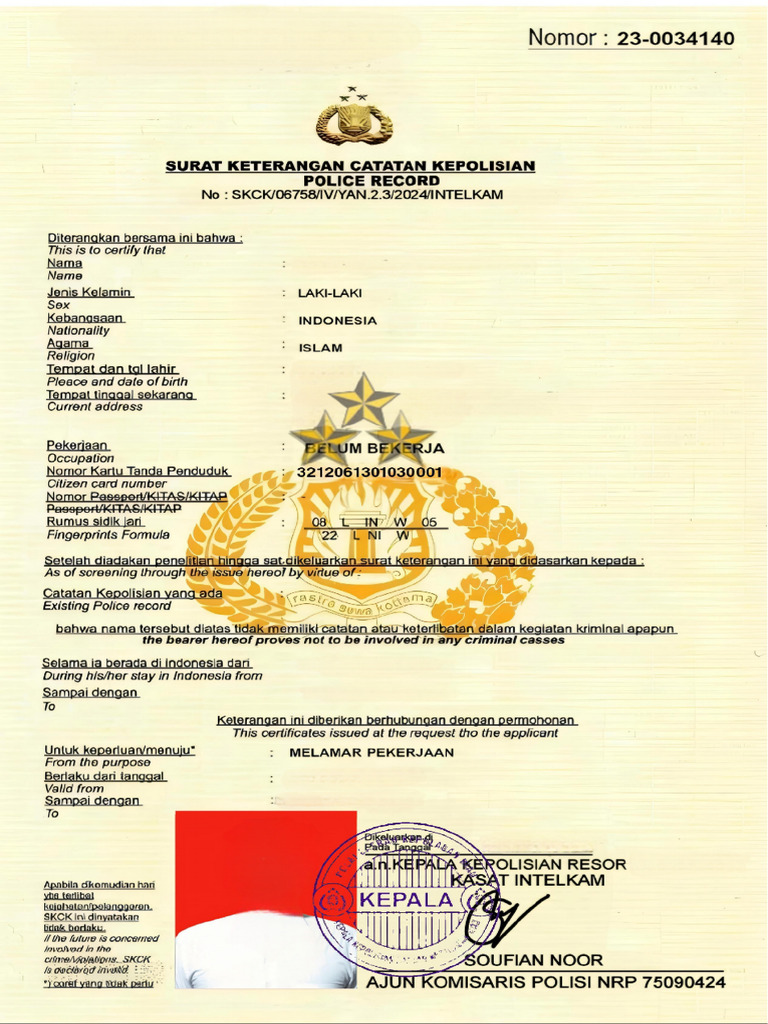 Blanko Kosong SKCK | PDF