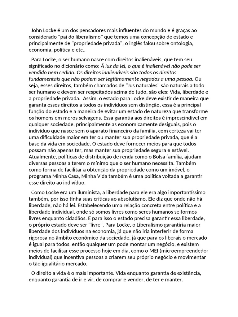 Ensaio John Locke Pdf Liberdade John Locke
