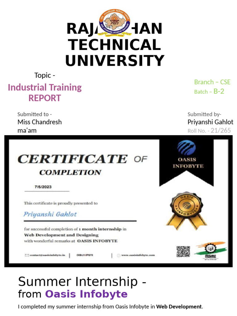 Industrial Training Report | PDF | Html Element | Html