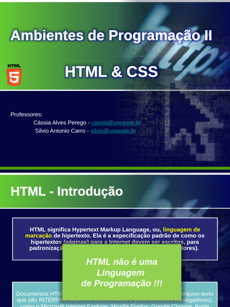 1 Aula Conceitos HTML | PDF | Html | Html5