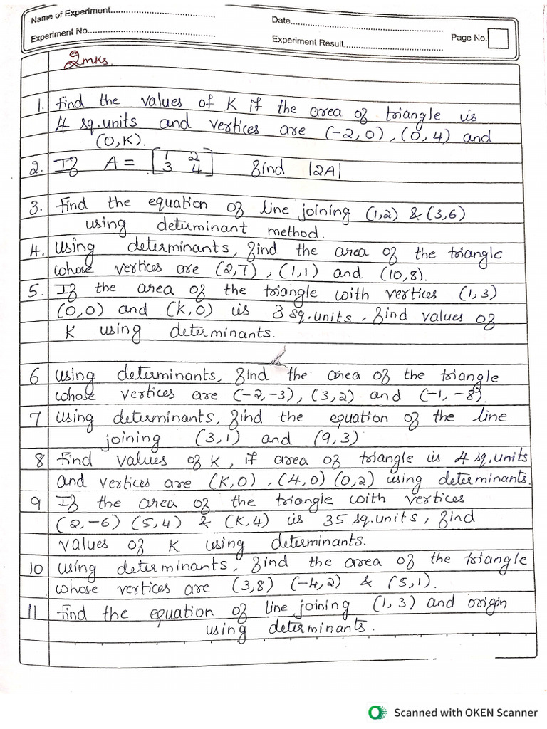 Matrices and Determinants HW | PDF