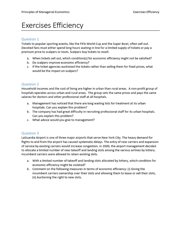 5 Exercises Efficiency | PDF | Cost Of Living | Prices