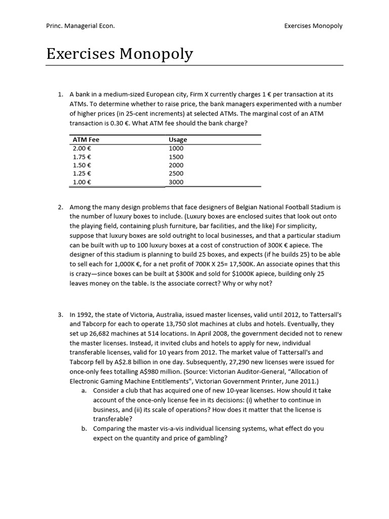 7 Exercises Monopoly | PDF | Monopoly | Apple Inc.