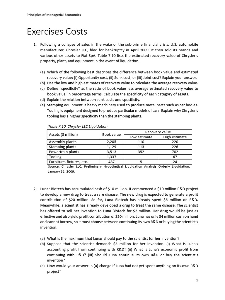 6 Exercises Costs 2018-2019 | PDF | Semiconductor Device Fabrication | Dynamic Random Access Memory