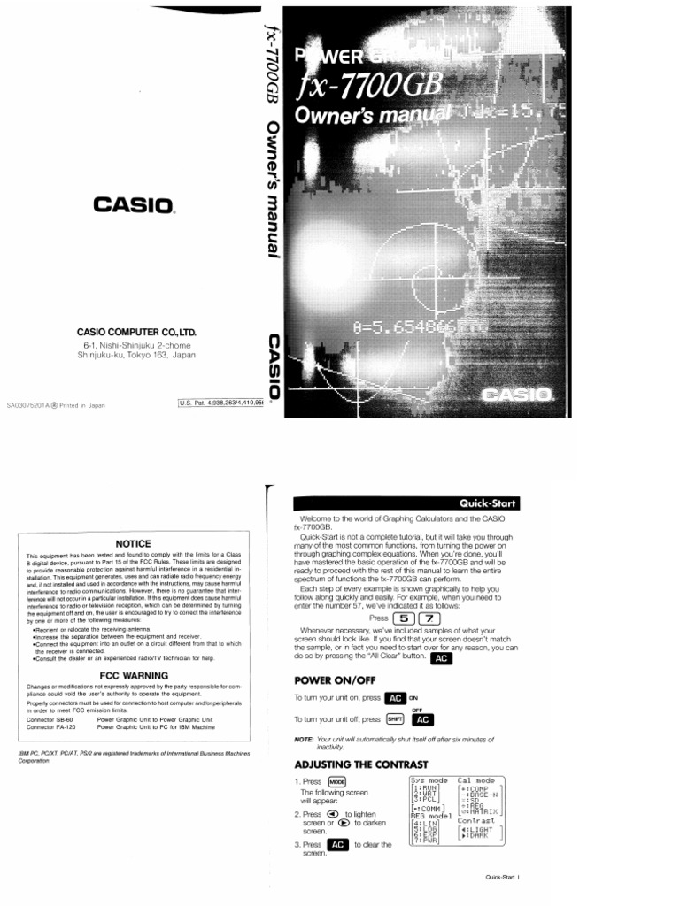 Casio FX-7700GB User Manual | PDF
