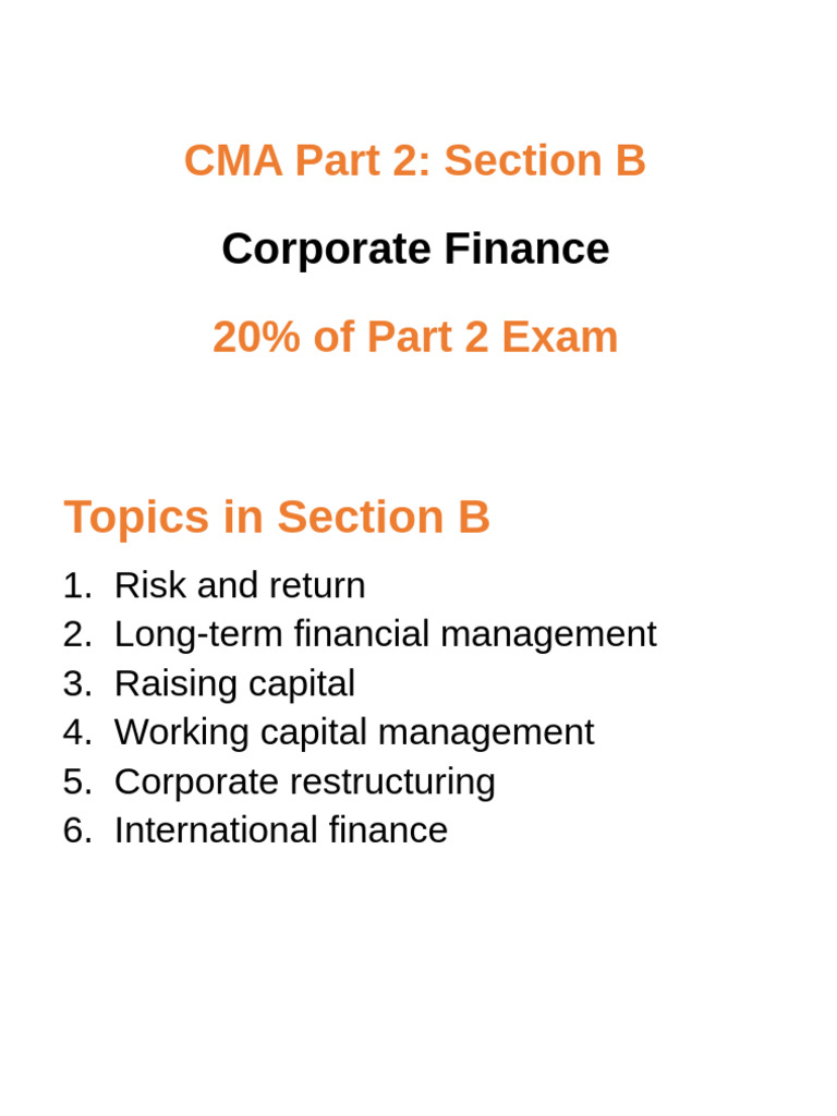 CMA Part 2: Corporate Finance Topics | PDF