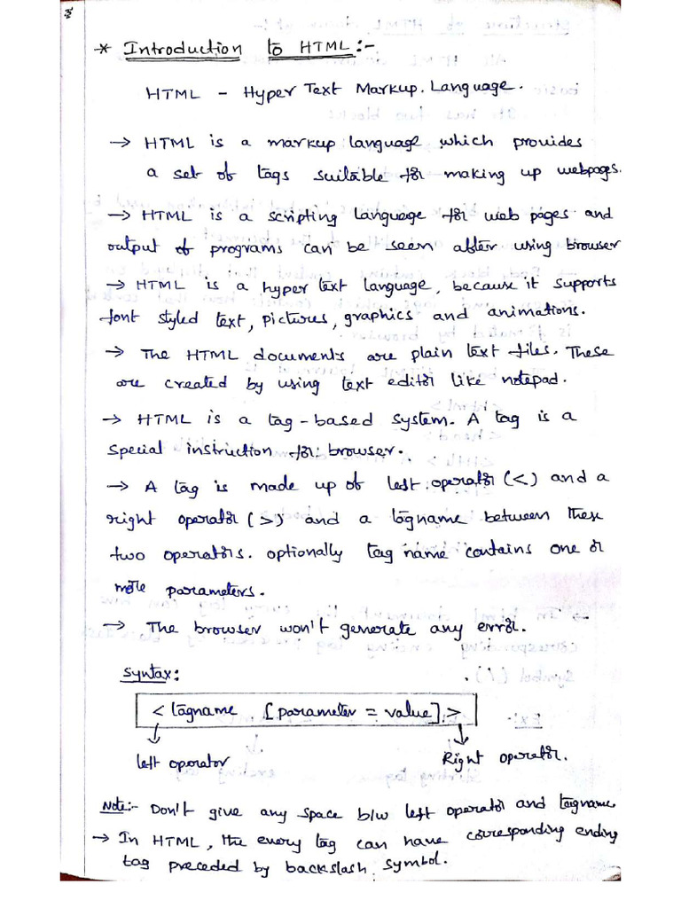 HTML5 Lecture Notes | PDF