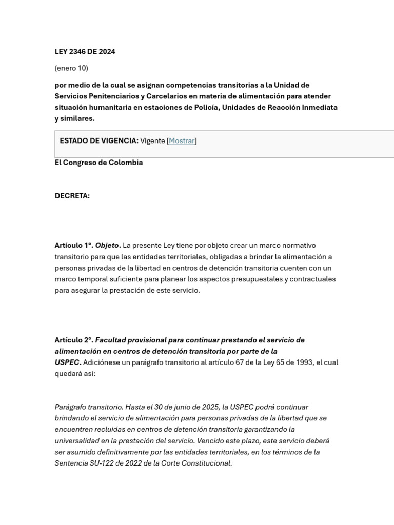 LEY.2346 2024pdf | PDF | Ministerio (Departamento de Gobierno) | Justicia