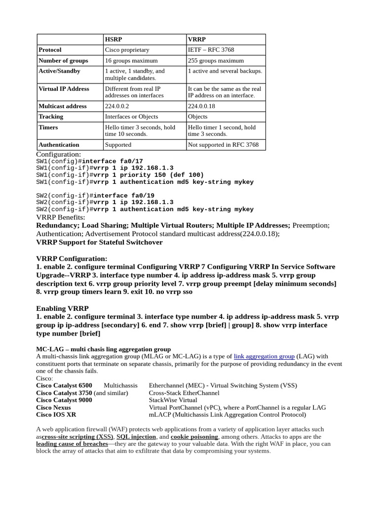 vrrp, stp | PDF | Computer Architecture | Computing