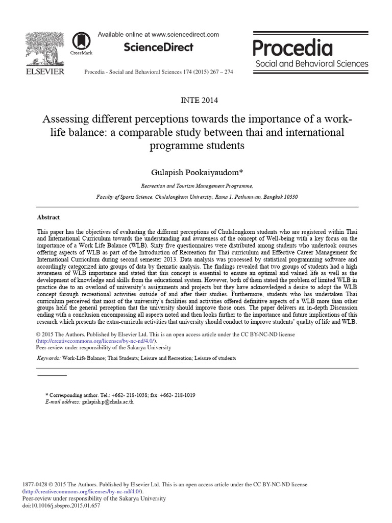 Assessing Different Perceptions Towards The Importance - 2015 - Procedia - Soci | PDF | Well ...