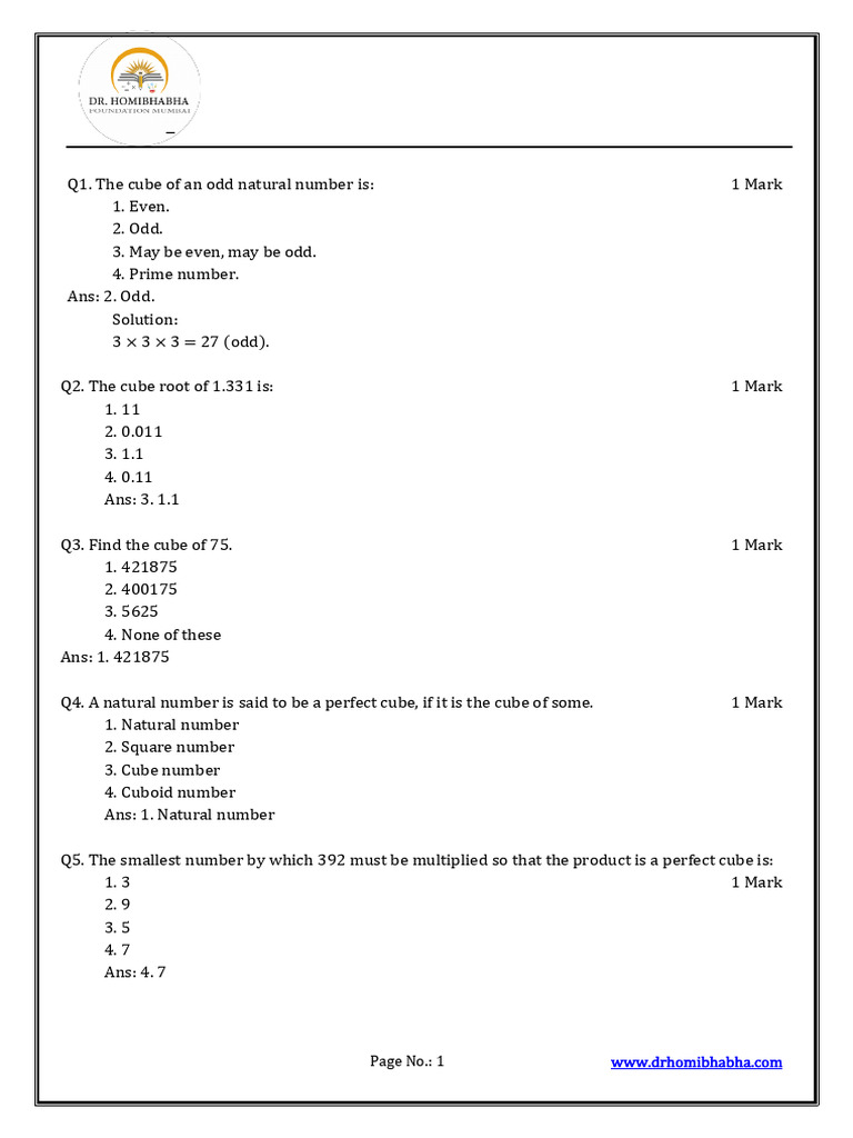 Cubes and Cube Roots Worksheet b | PDF | Number Theory | Mathematics
