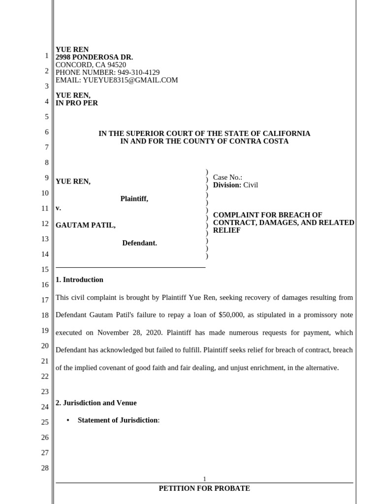 Civil Complaint | PDF | Damages | Legal Remedy