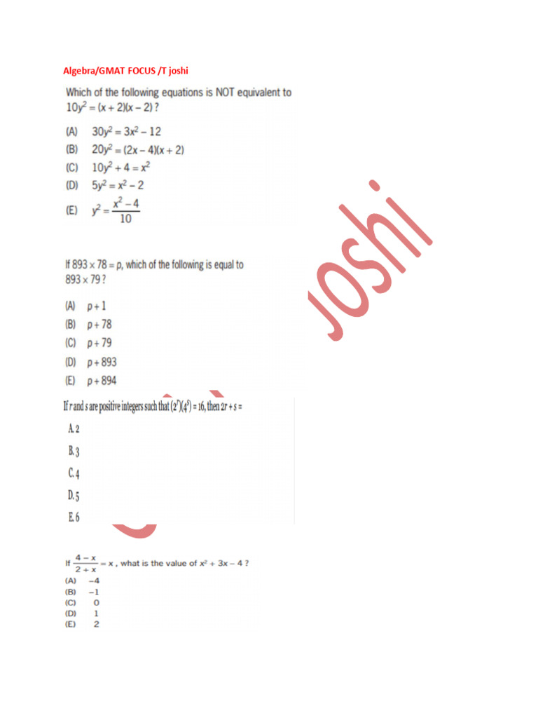 Algebra GMAT | PDF