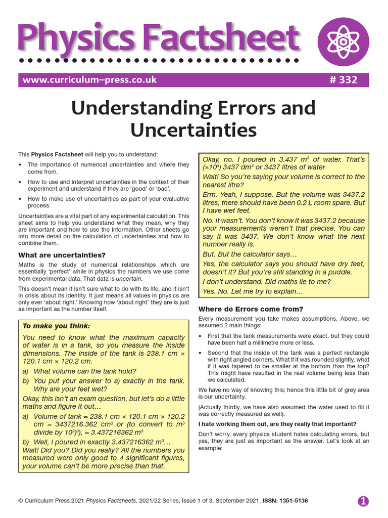 332 Understanding Errors and Uncertainties | PDF | Significant Figures ...