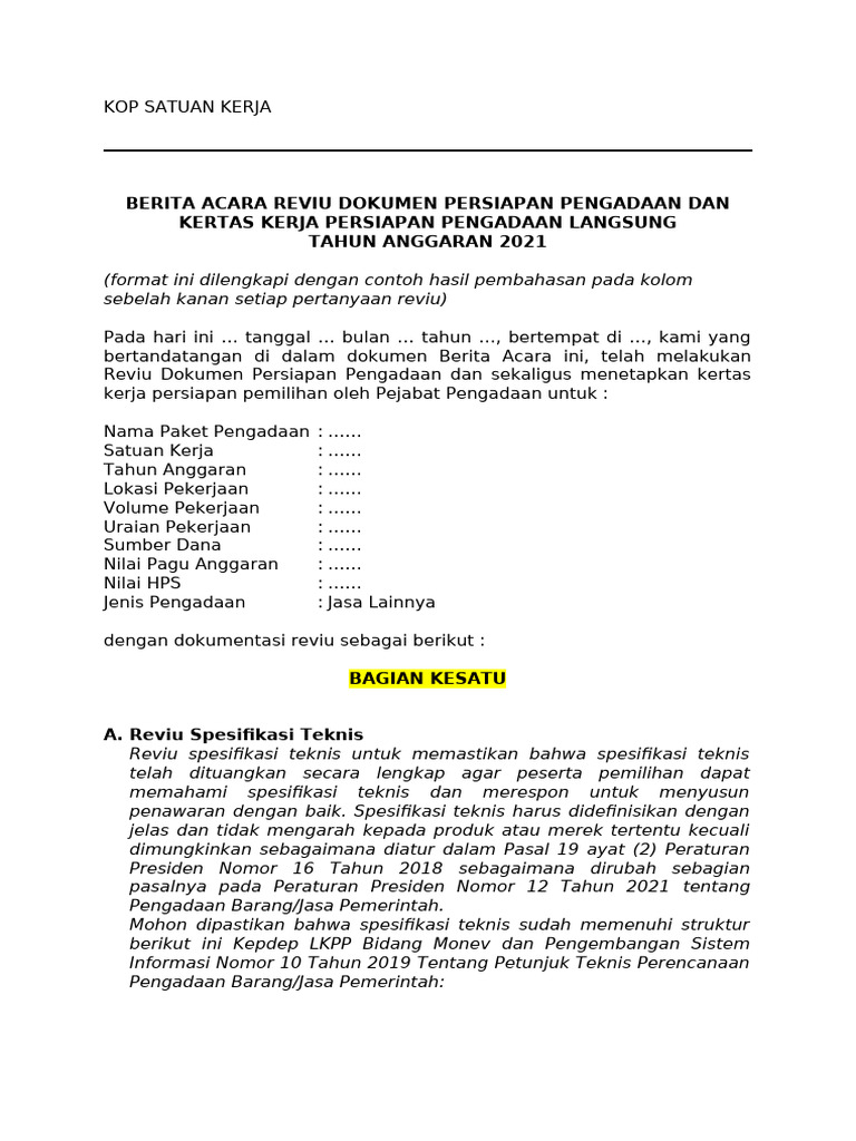 Reviu Pengadaan Sesuai Kepdep LKPP 10/2019 | PDF