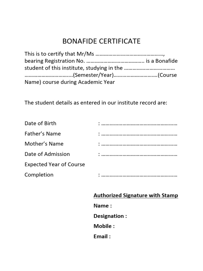 Bonafide Certificate | PDF