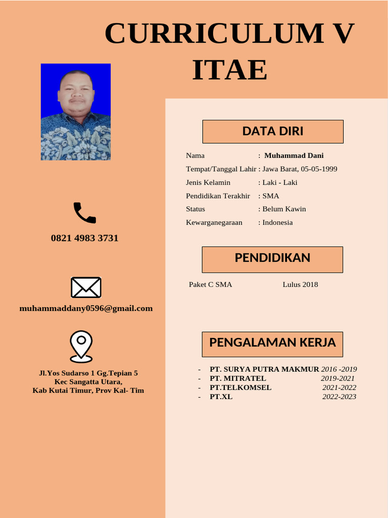 CV Muhammad Dani | PDF