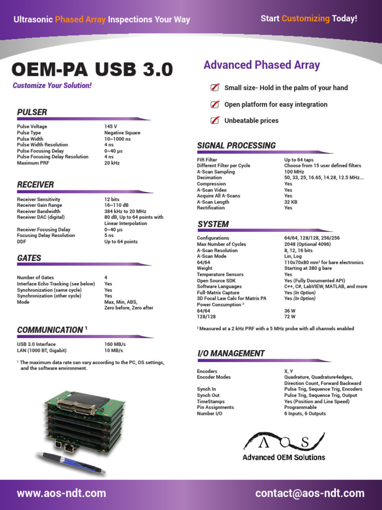 AOS OEM PA USB 3.0 Specs-1 | PDF | Usb | Sampling (Signal Processing)