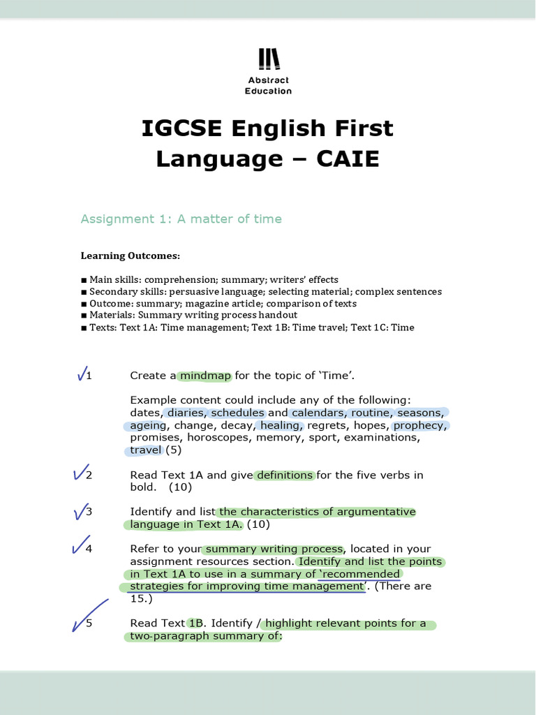 IGCSE English: Time Management Strategies | PDF