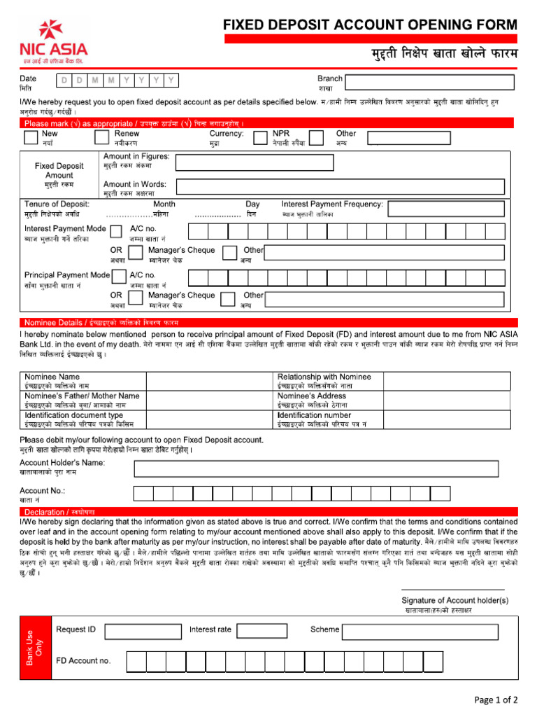 Fixed Deposit Form Updated | PDF