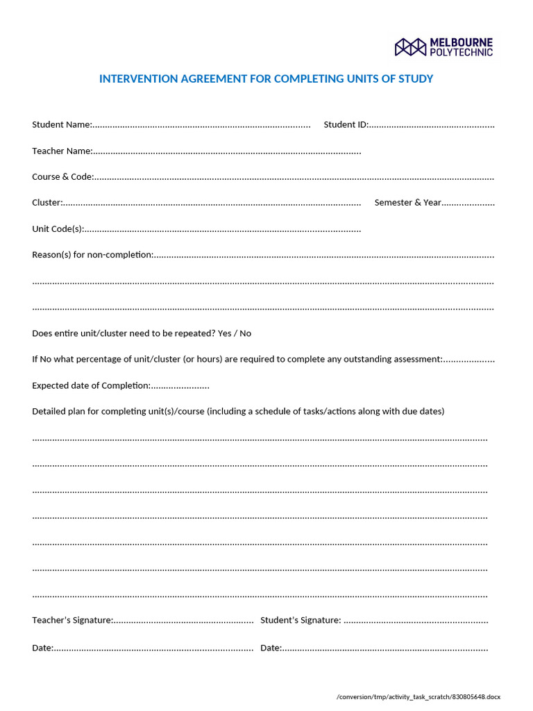 Intervention Form | PDF
