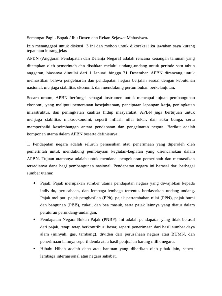 Komponen Utama APBN Indonesia | PDF