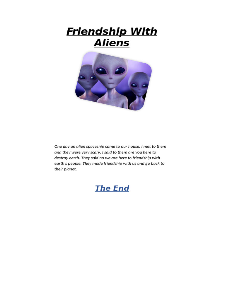 Alien Friendship Encounter Story | PDF