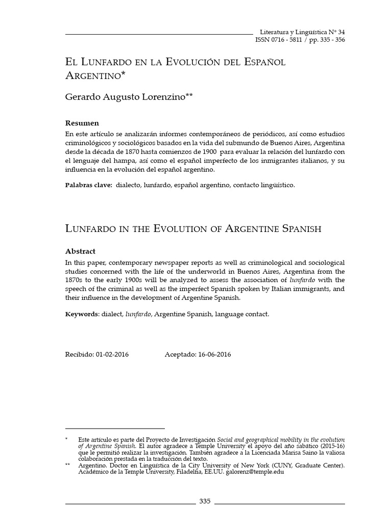 El Lunfardo y El Cocoliche en El Español de Argentina | PDF | Buenos ...