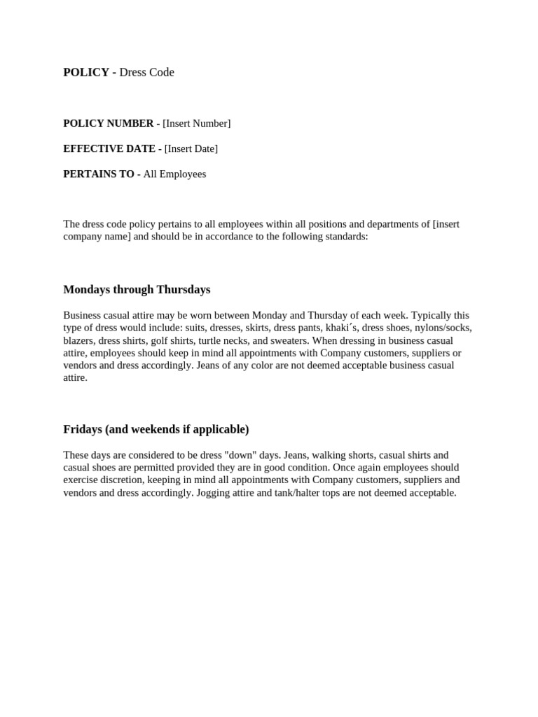 Dress Code Policy | PDF