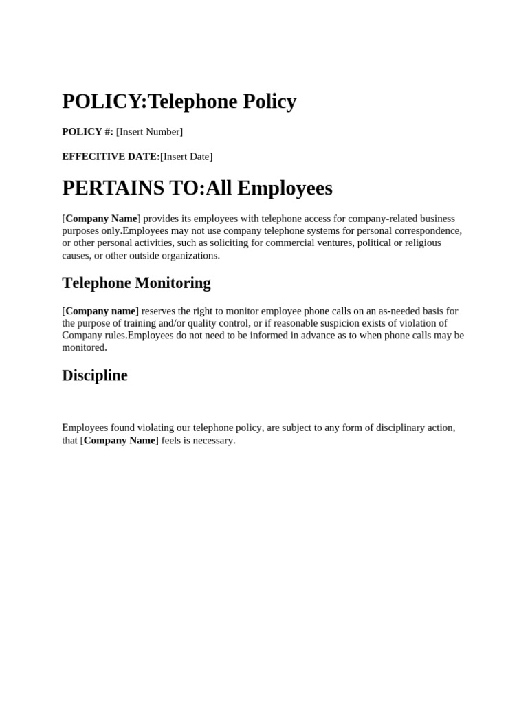 Telephone Policy | PDF