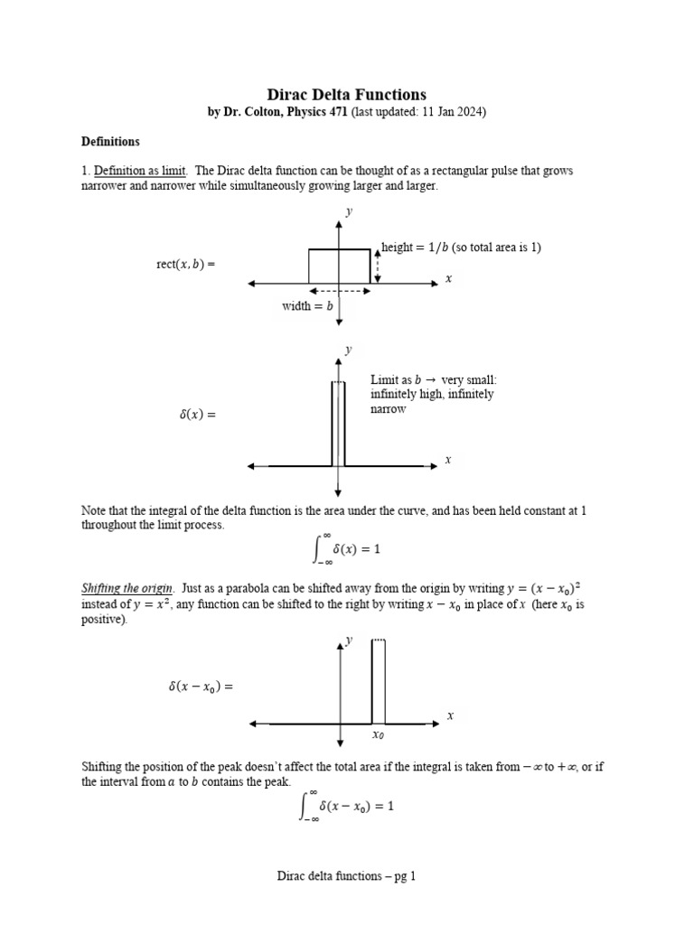 Phy471resources Dirac Delta Functions | PDF | Fourier Transform | Applied Mathematics