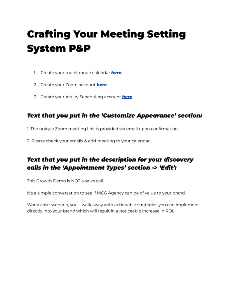 Crafting Your Meeting Setting System P&P | PDF