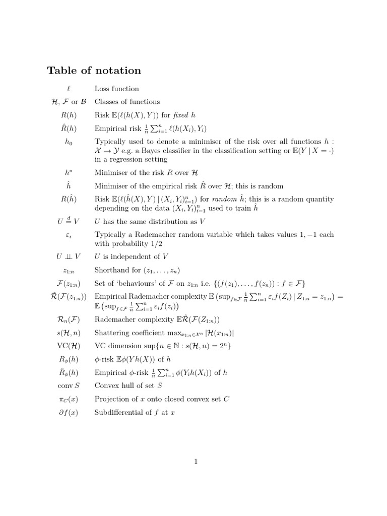 Mathematics of Machine Learning-Notation (Rajen D. Shah) (University of Cambridge) | PDF ...
