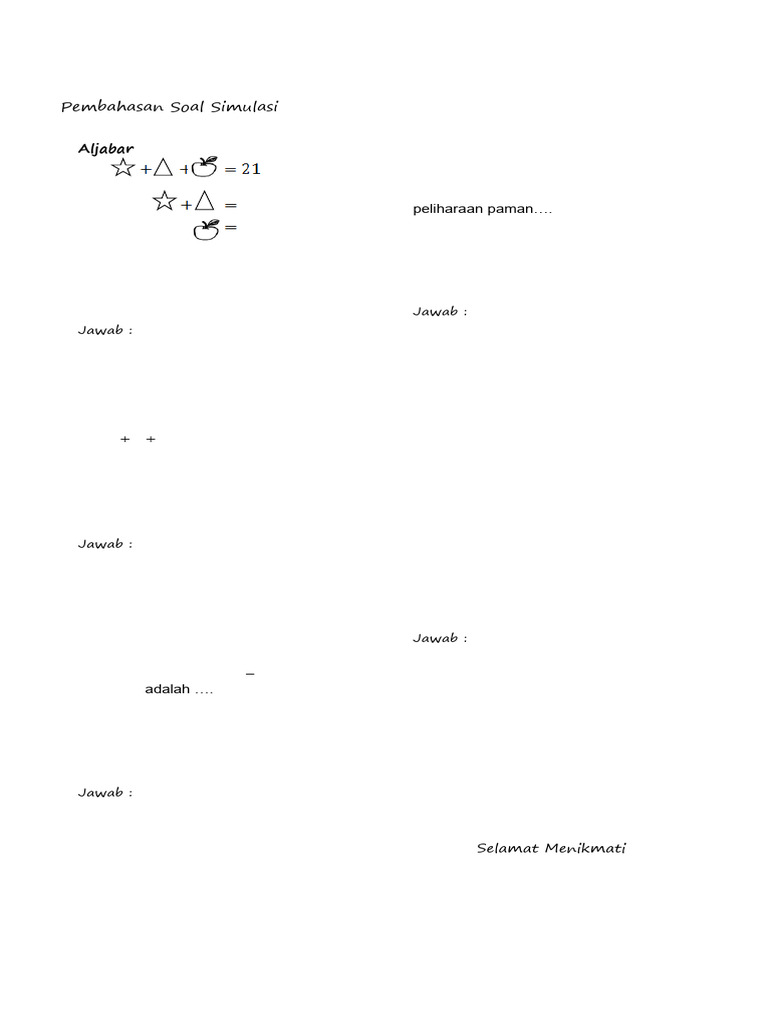 Pembahasan Soal Simulasi 1 No. 6-10 | PDF