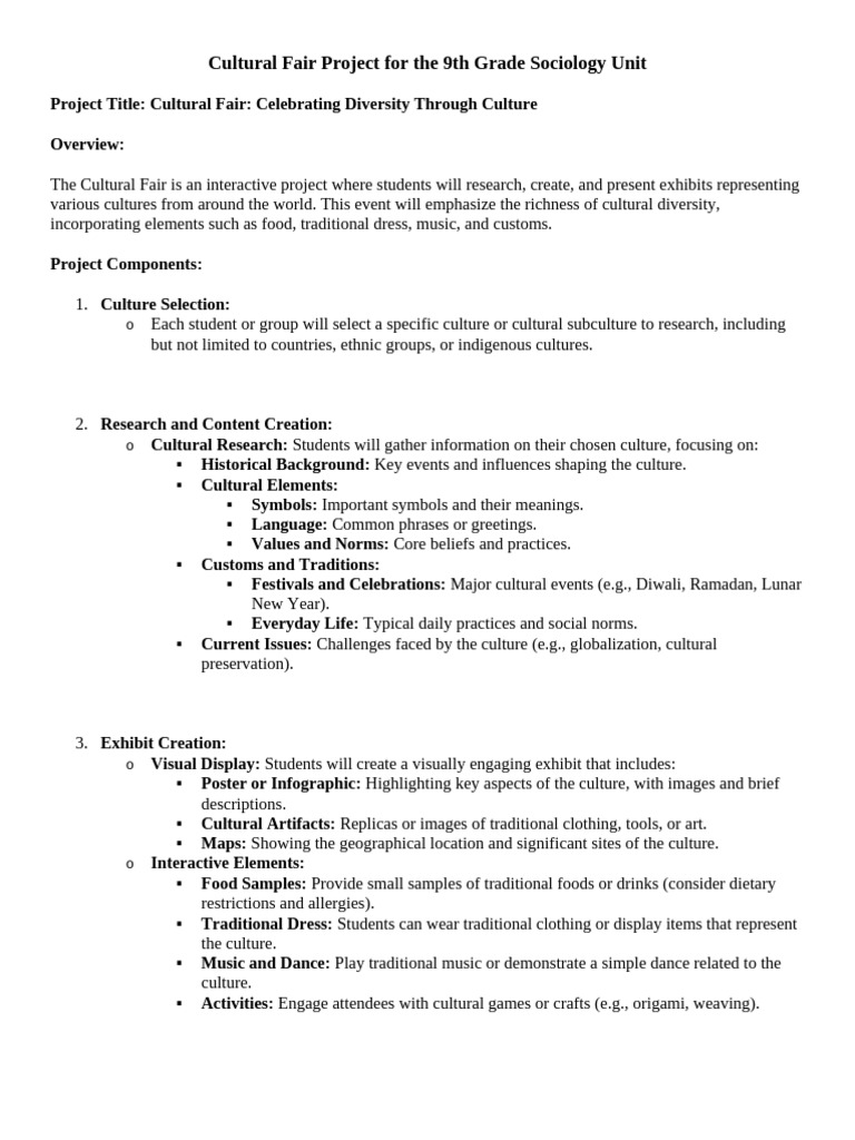 9th Grade Cultural Fair project - October | PDF | Creativity ...