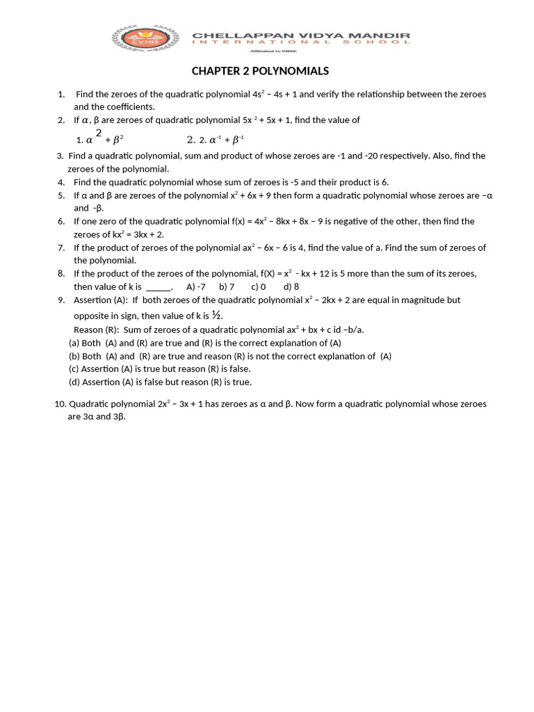 D2. Polynomials | PDF