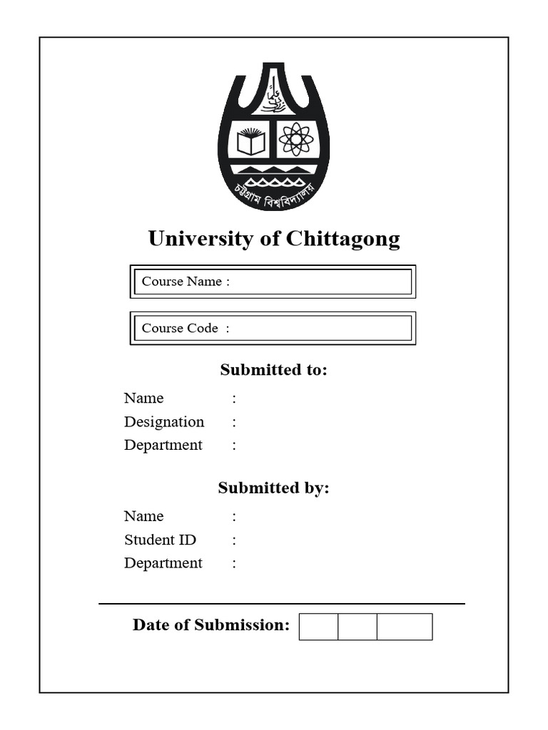Chittagong University Assignment Cover Page | PDF
