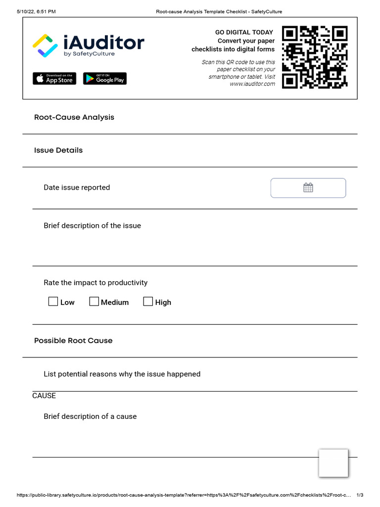 Root Cause Analysis Checklist Template | PDF