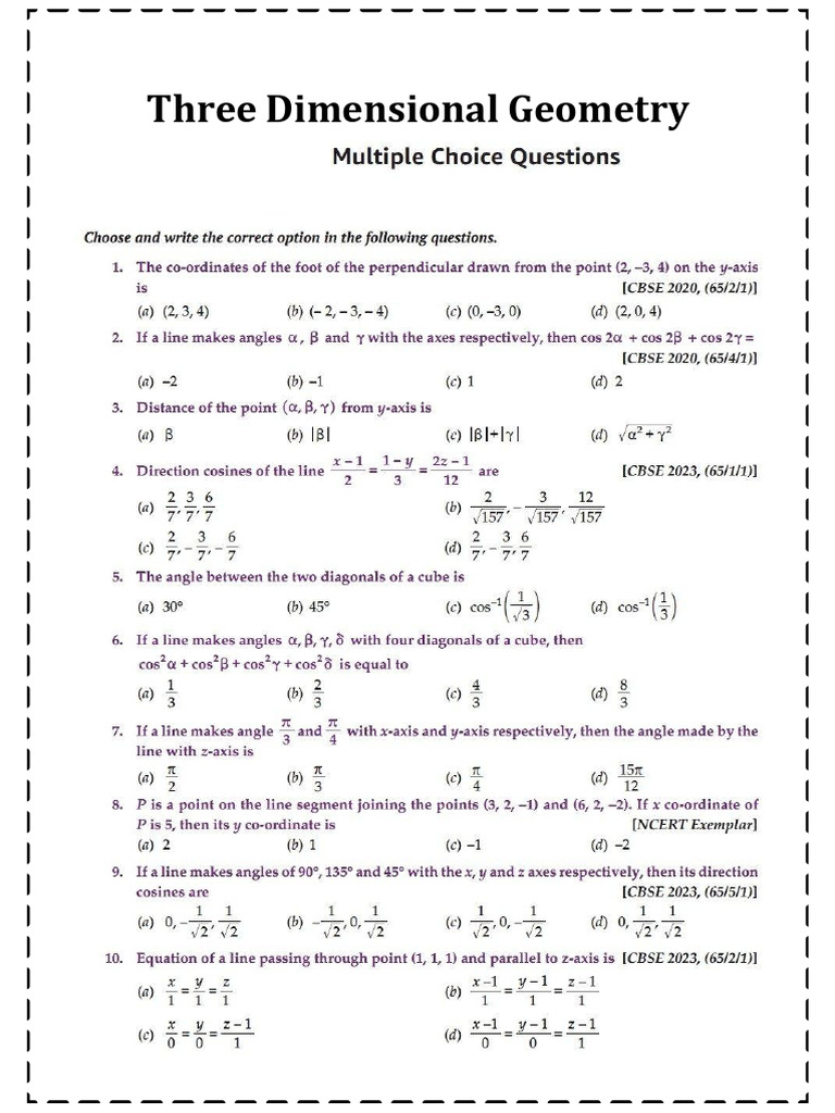 Three Dimensional Geometry | PDF