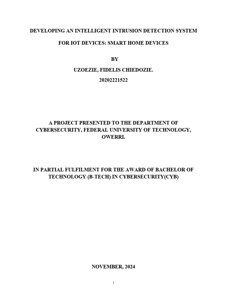 Uzoezie Fidelis C. Cyb Project | PDF | Internet Of Things | Computer Security