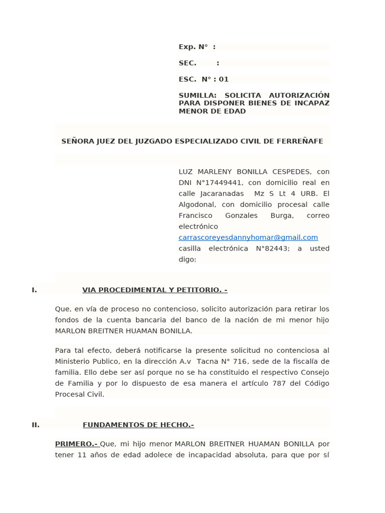 Disponer Bienes Demanda | PDF | Ley procesal | Justicia