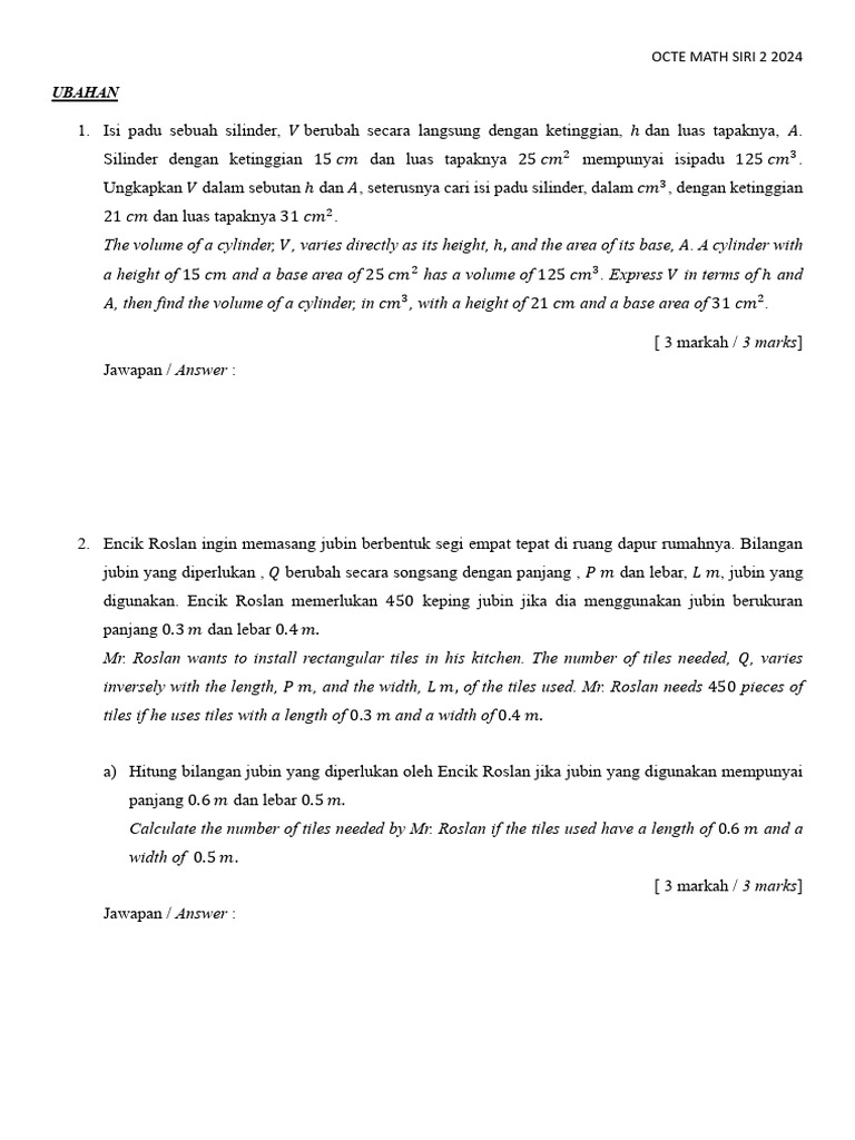 Matematik SPM Ubahan SPM | PDF